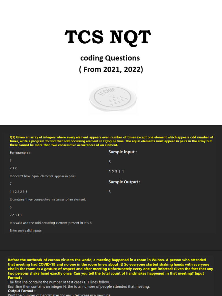 TCS Coding Questions 2022 | PDF