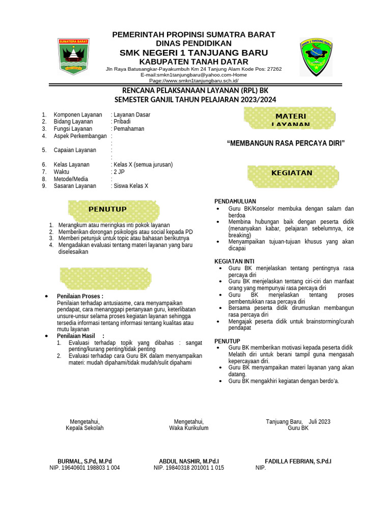 RPL Membangun Rasa Percaya Diri | PDF