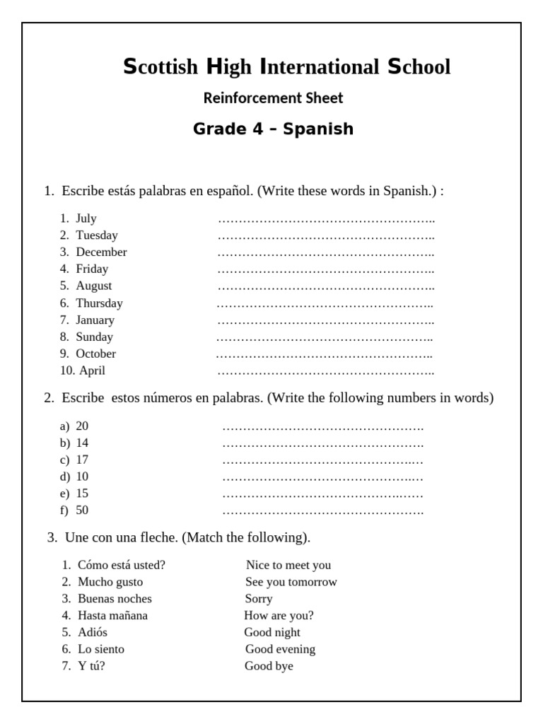 Grade 4 Reinforcement Worksheet | PDF