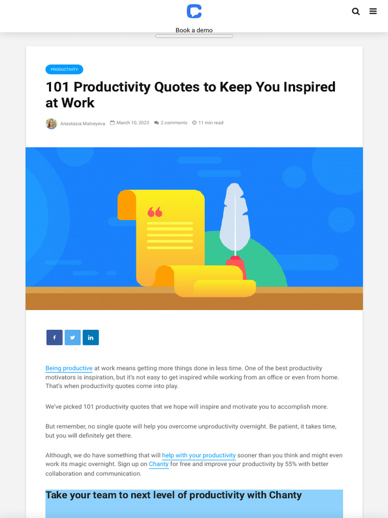 101 Productivity Quotes to Keep You Inspired at Wo | PDF