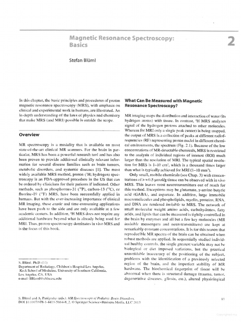 Spectroscopy MRI | PDF