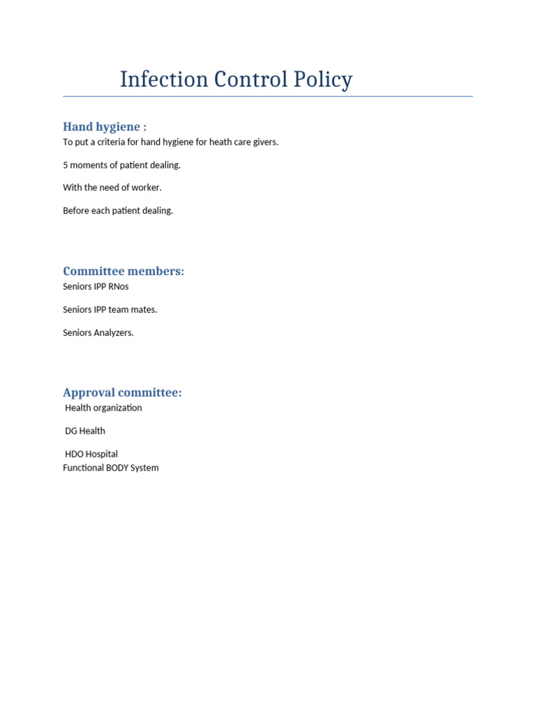Infection Control Policy | PDF