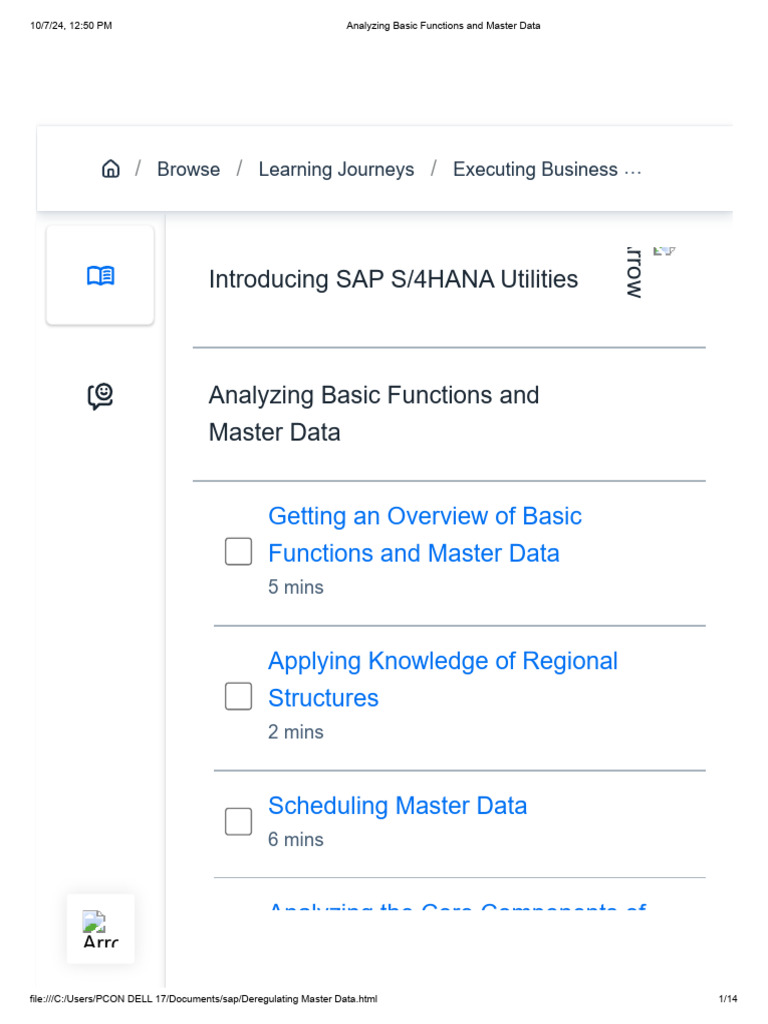 Analyzing Basic Functions and Master Data | PDF