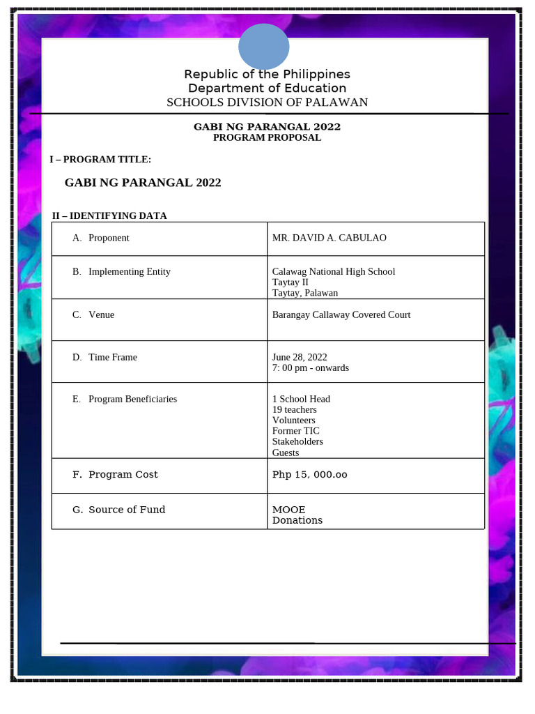 Parangal Program Proposal | PDF