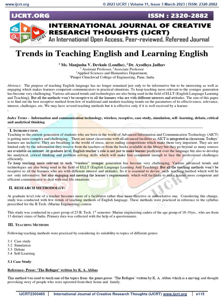 Trends in Teaching English and Learning | PDF
