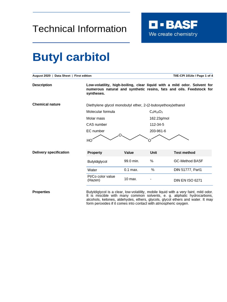 BASF E-CPI 1014e Butyldiglycol | PDF
