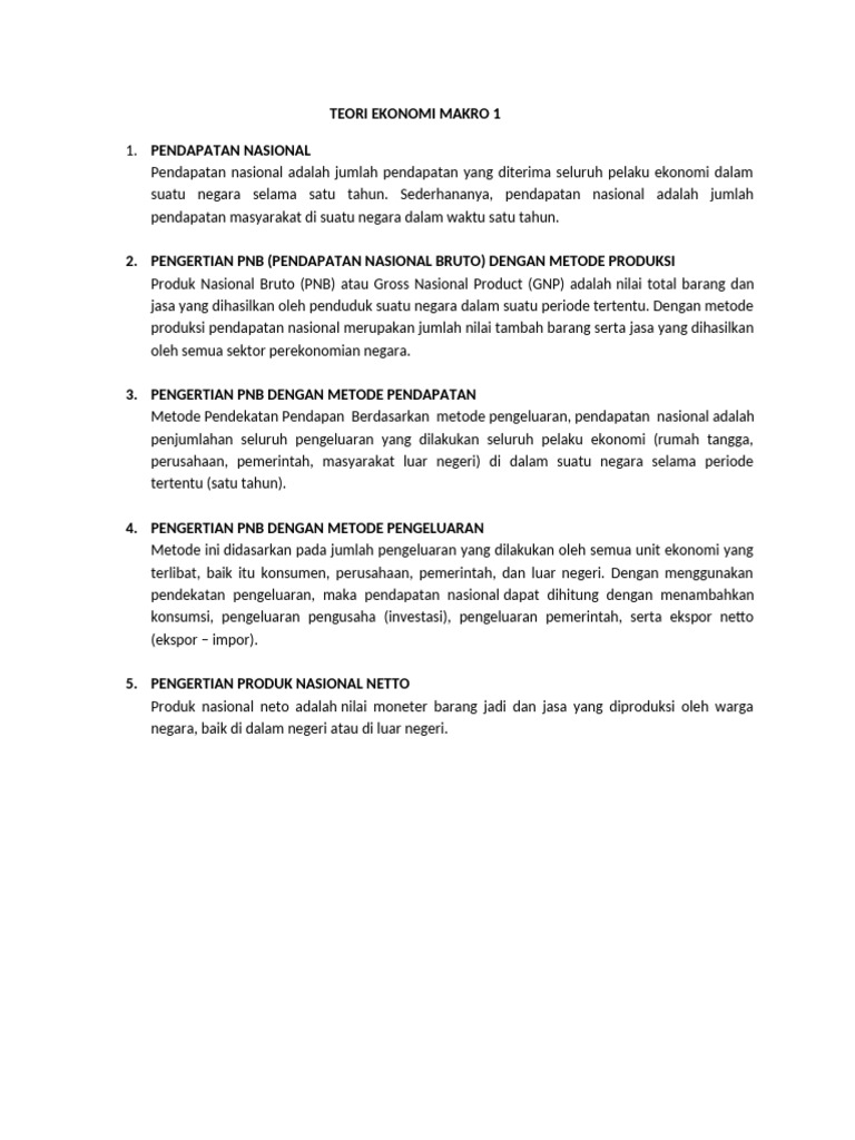 Teori e Makro 1 | PDF