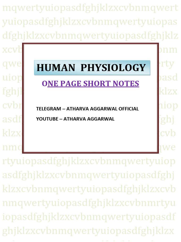 Human Physio Short Notes | PDF