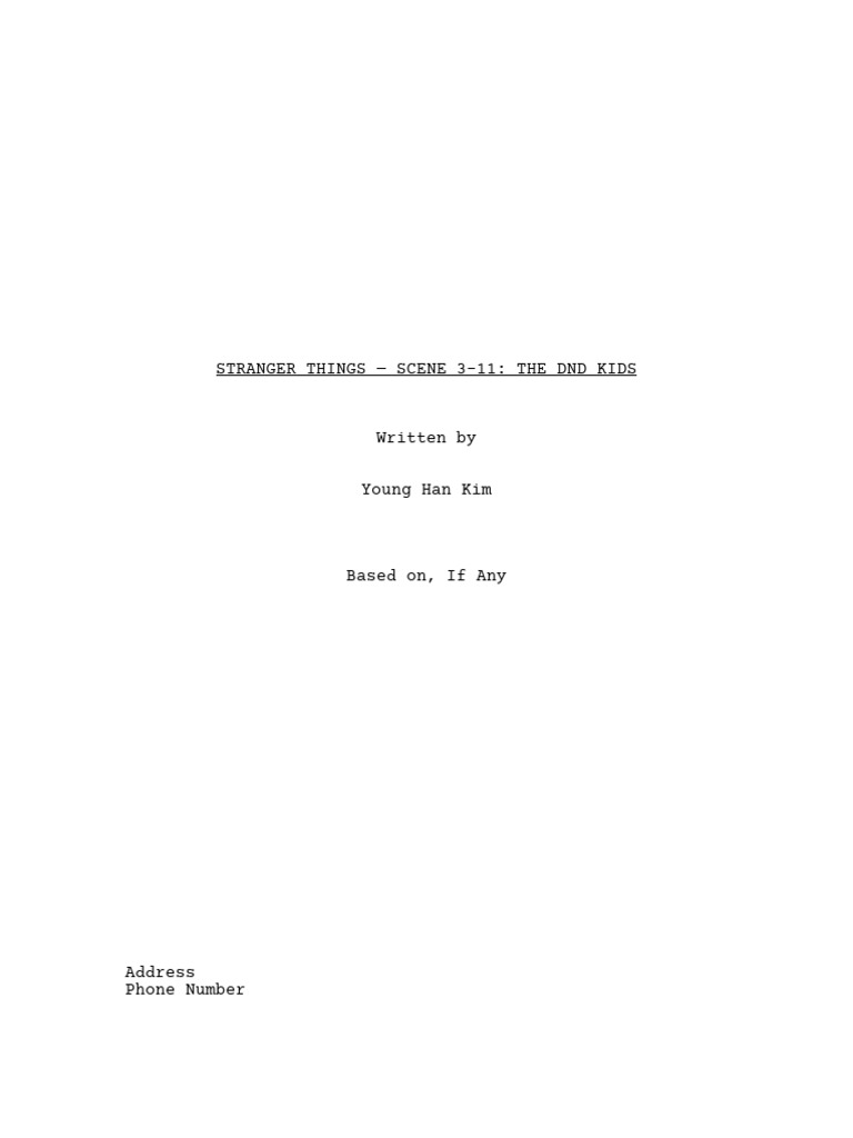 Stranger Things Scene 3-11 The DND Kids | PDF
