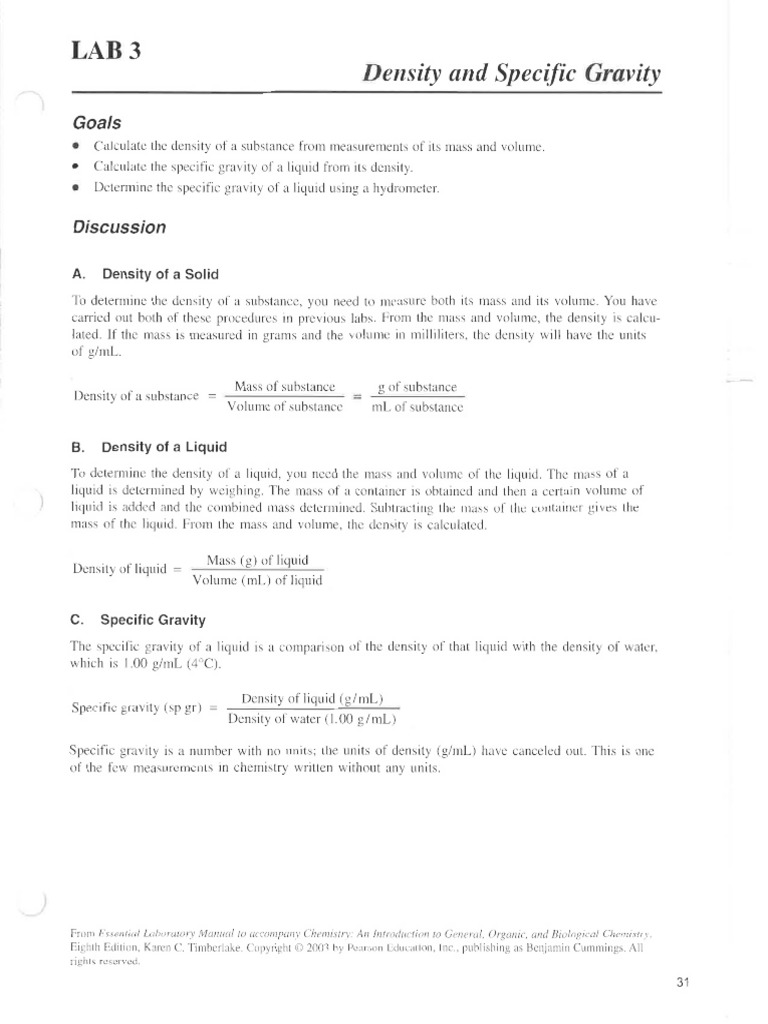 Density and Specific Gravity Lab Guide | PDF | Density | Home & Garden