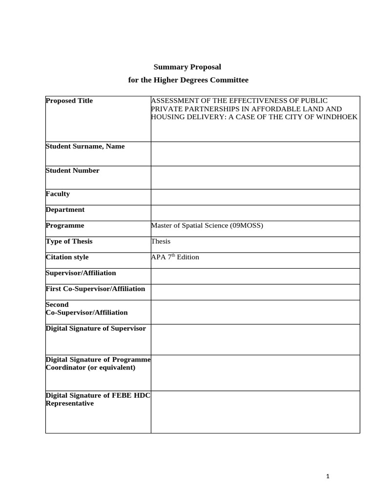 Effectiveness of PPPs in Windhoek Housing | PDF | Public–Private ...