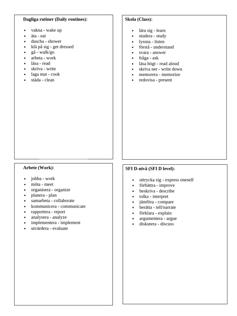 Verb Routines in Swedish | PDF