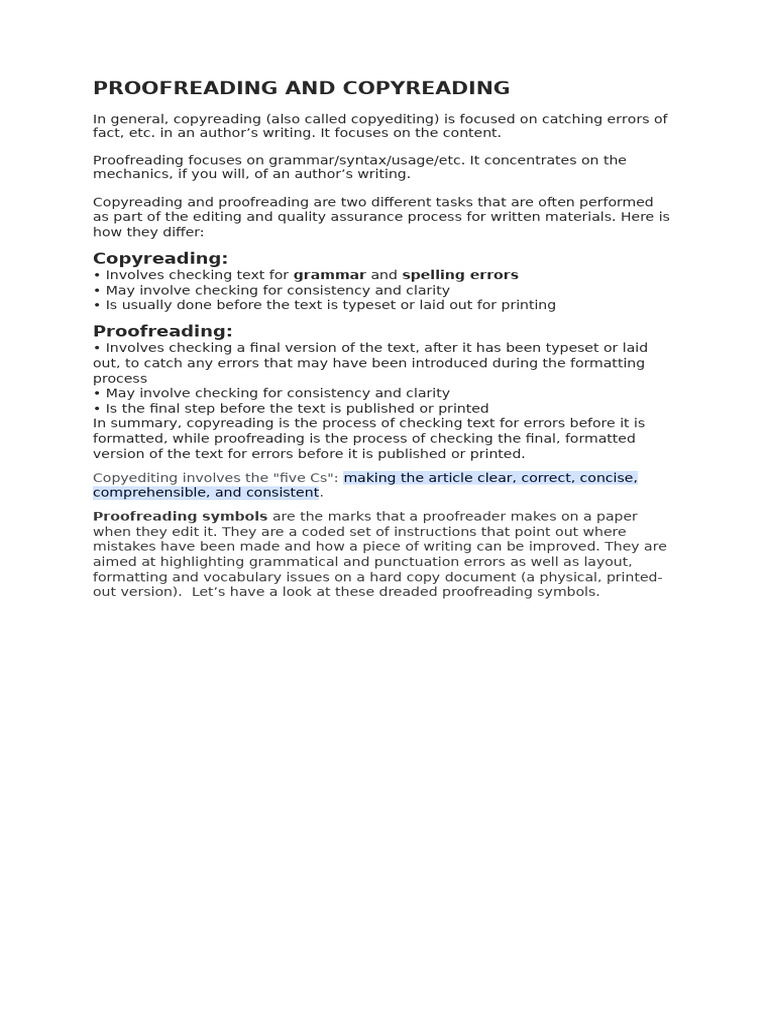 Proofreading and Copyreading | PDF