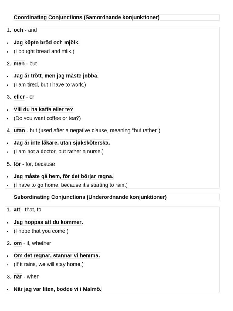 Coordinating Conjunctions | PDF