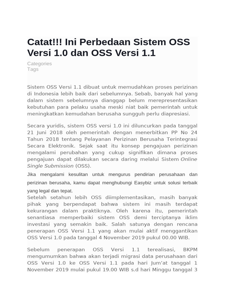 perbedaan V.0 dengan V.1 OSS | PDF