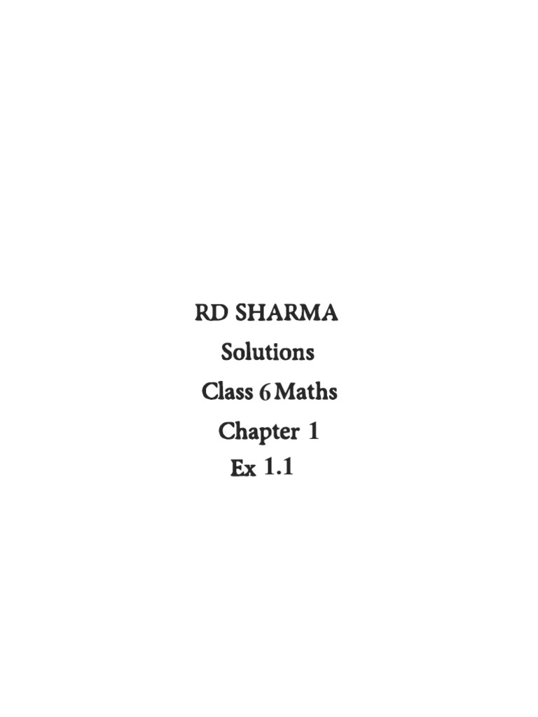 RD Sharma Solutions Class 6 Maths | PDF