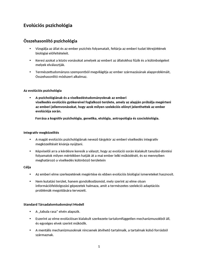 Evolúciós Pszichológia | PDF