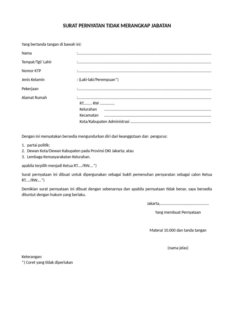 Form Pemilihan RT RW | PDF