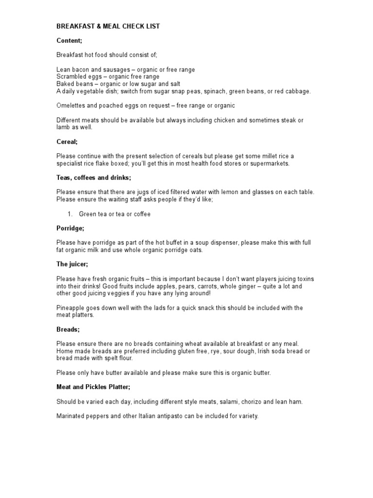Healthy Breakfast Options Checklist | PDF