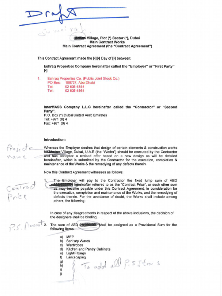 17 01 17 Draft Contract Agreement - From | PDF