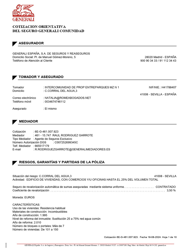 COTIZACION Generali | PDF