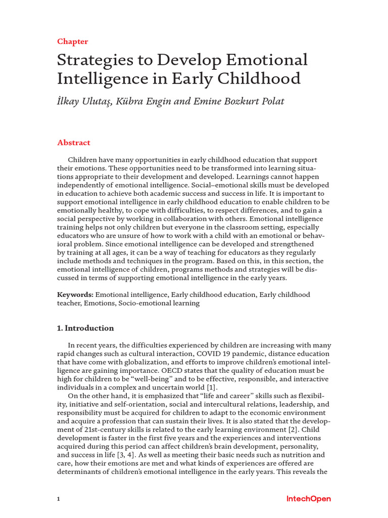 Emotional Intelligence in Childhood | PDF