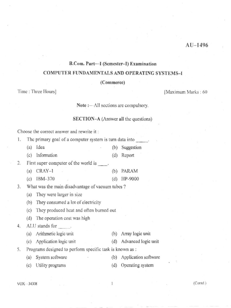 AU Summer 2018 - Amravati - University - Past - Exam - Question - Paper | PDF | Printer ...