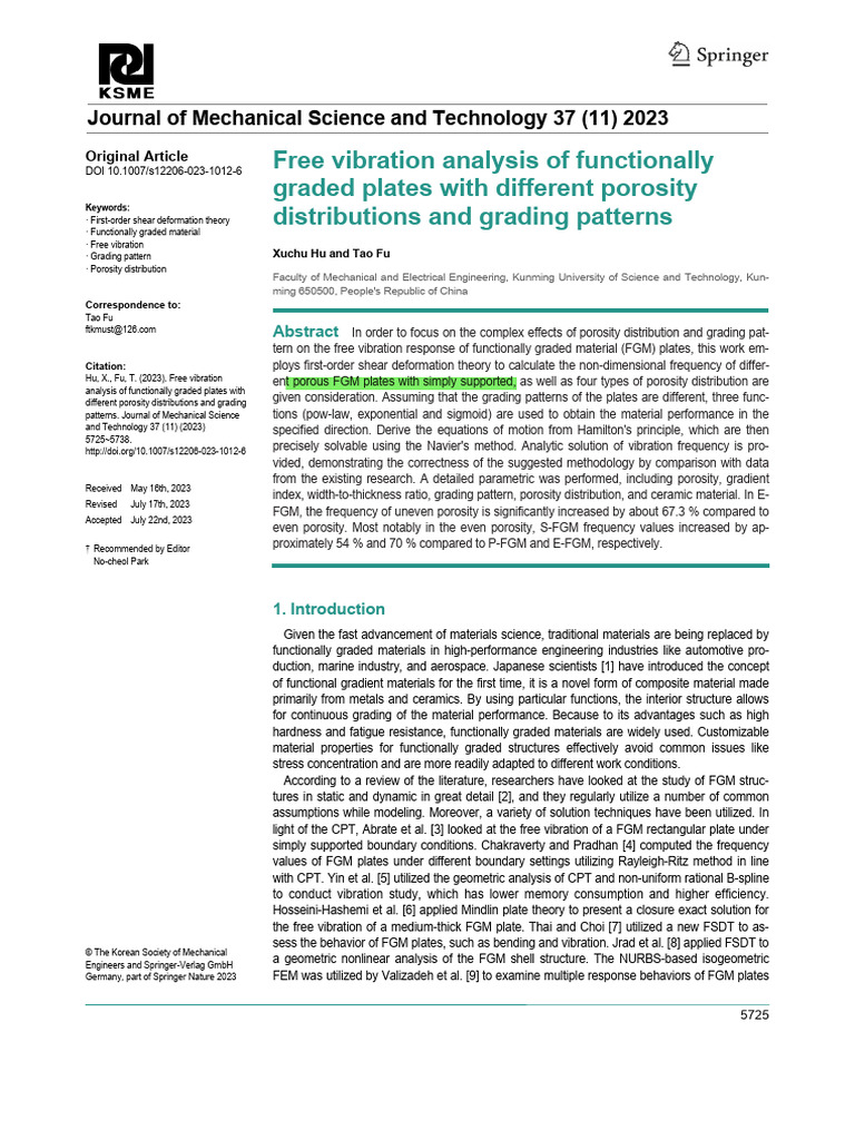 Free Vibration Analysis Of Functionally Graded Plates With Different Porosity Distributions And