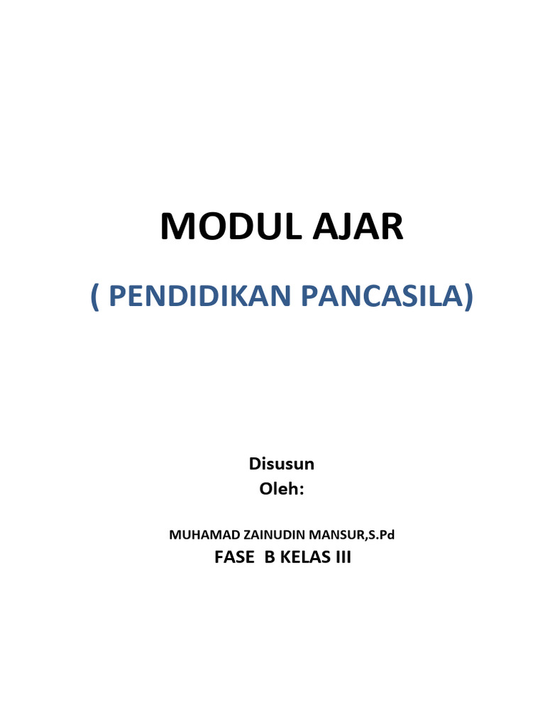 Modul Ajar Pend Pancasila Kls 3 | PDF