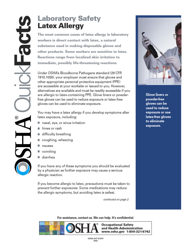 OSHAquickfacts Lab Safety Latex Allergy | PDF