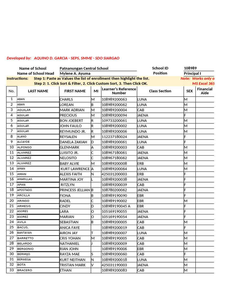 PCS - NATG3 Stratified Sampling Template | PDF