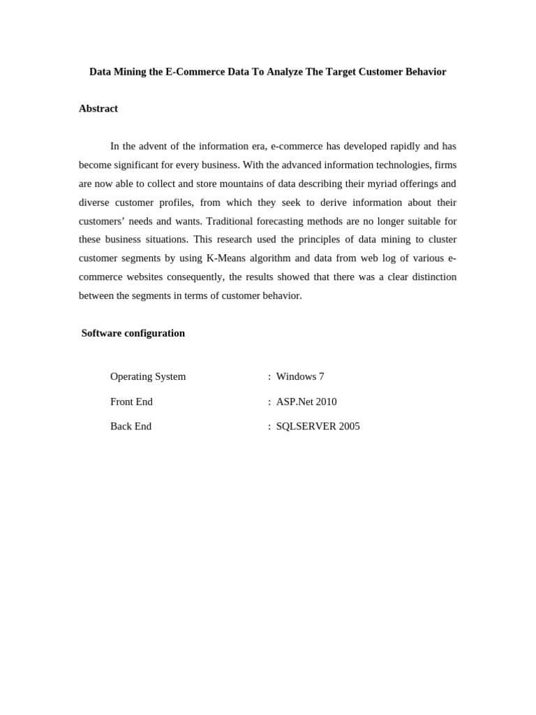 Mining The E-Commerce Data To Analyze The Target Customer Behavior | PDF