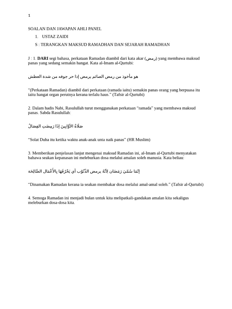 Soalan Dan Jawapan Ahli Panel Khalis | PDF