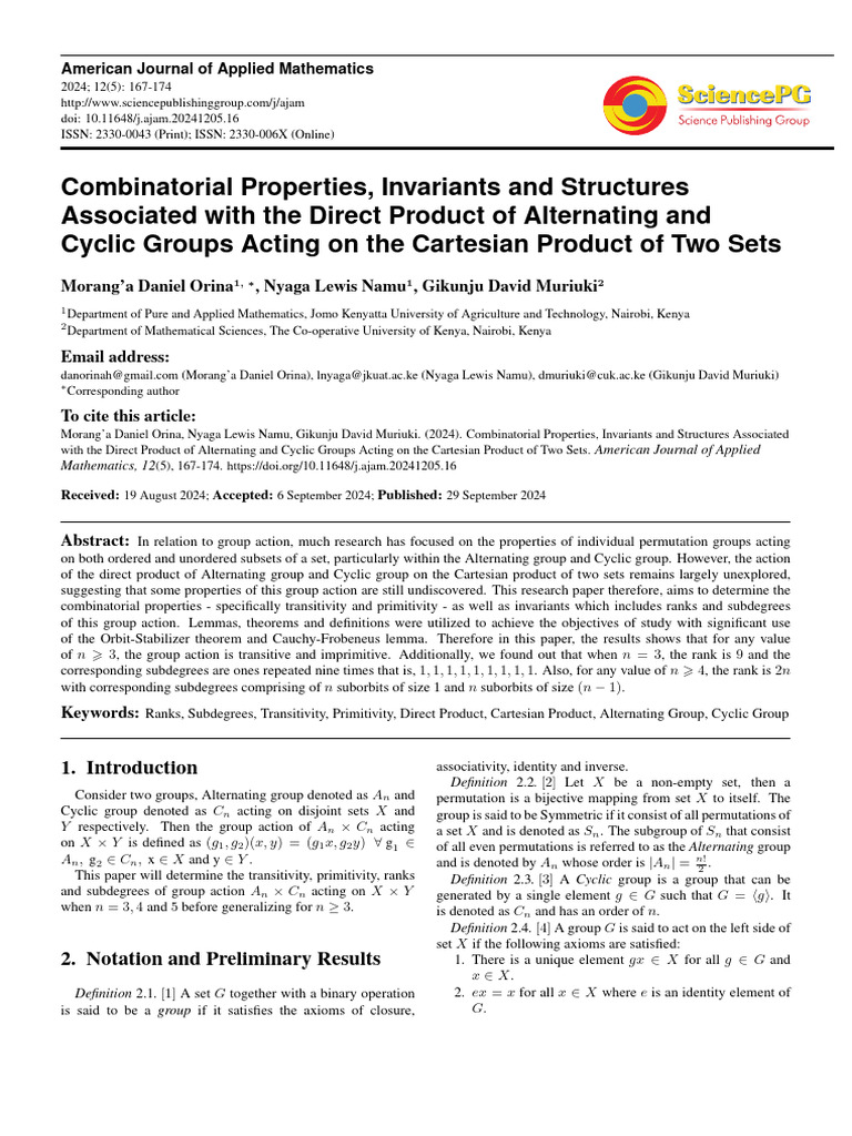 Combinatorial Properties Invariants and Structures | PDF