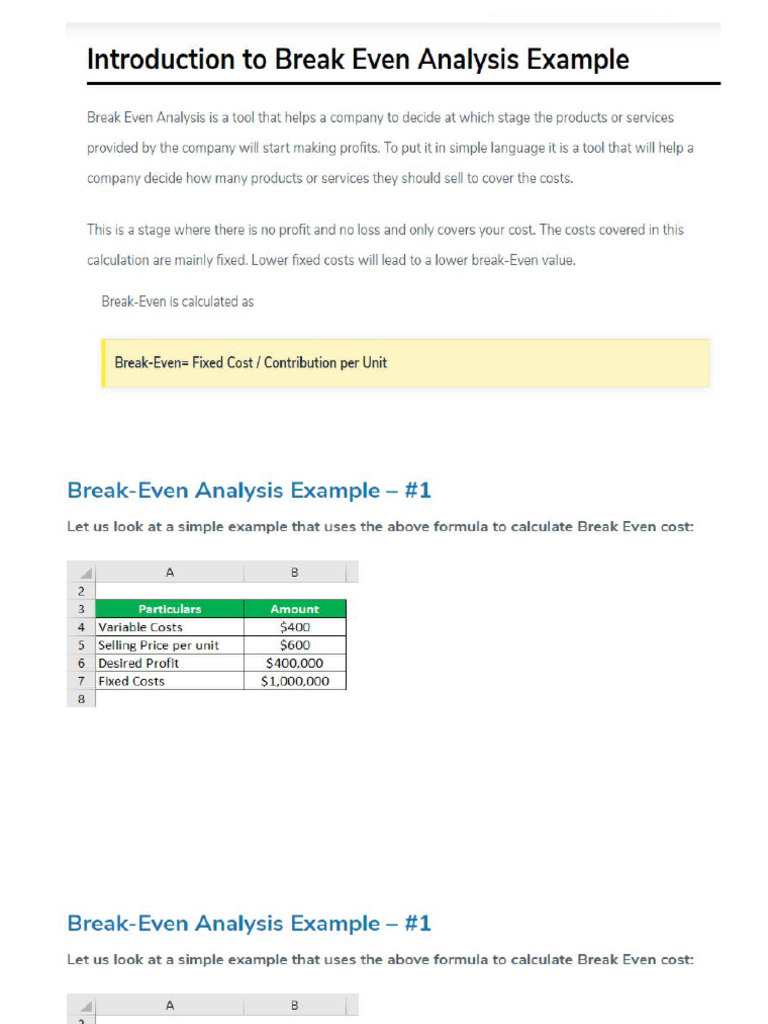 Break Even | PDF