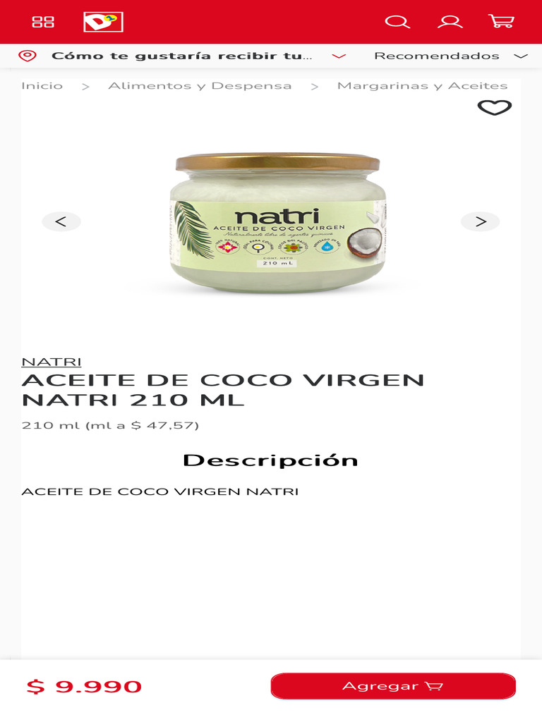 Aceite de Coco Virgen Natri 210 ML d1 | PDF
