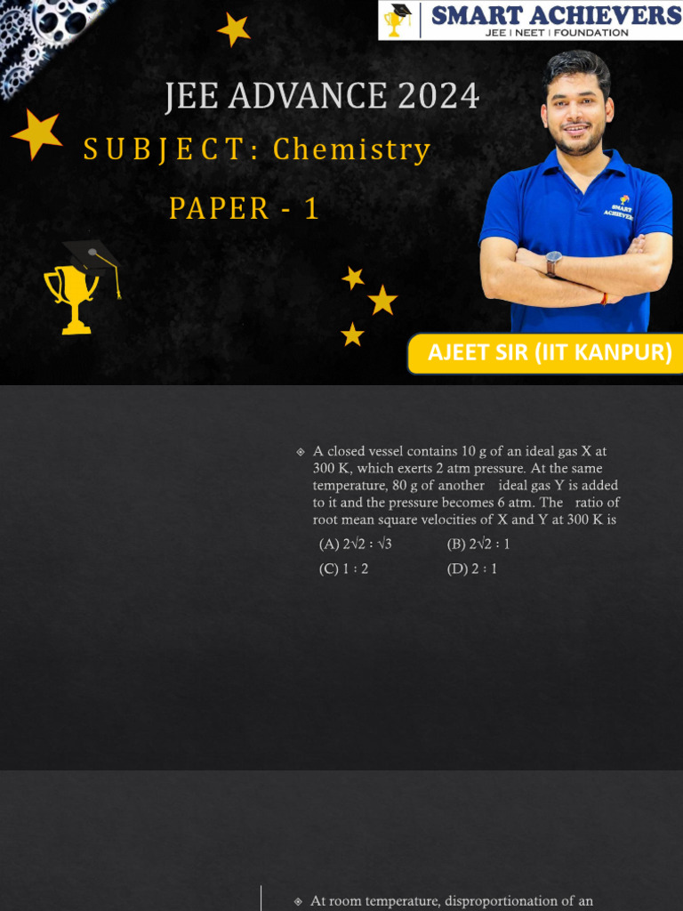Jee Advance 2024: SUBJECT:Chemistry Paper - 1 | PDF