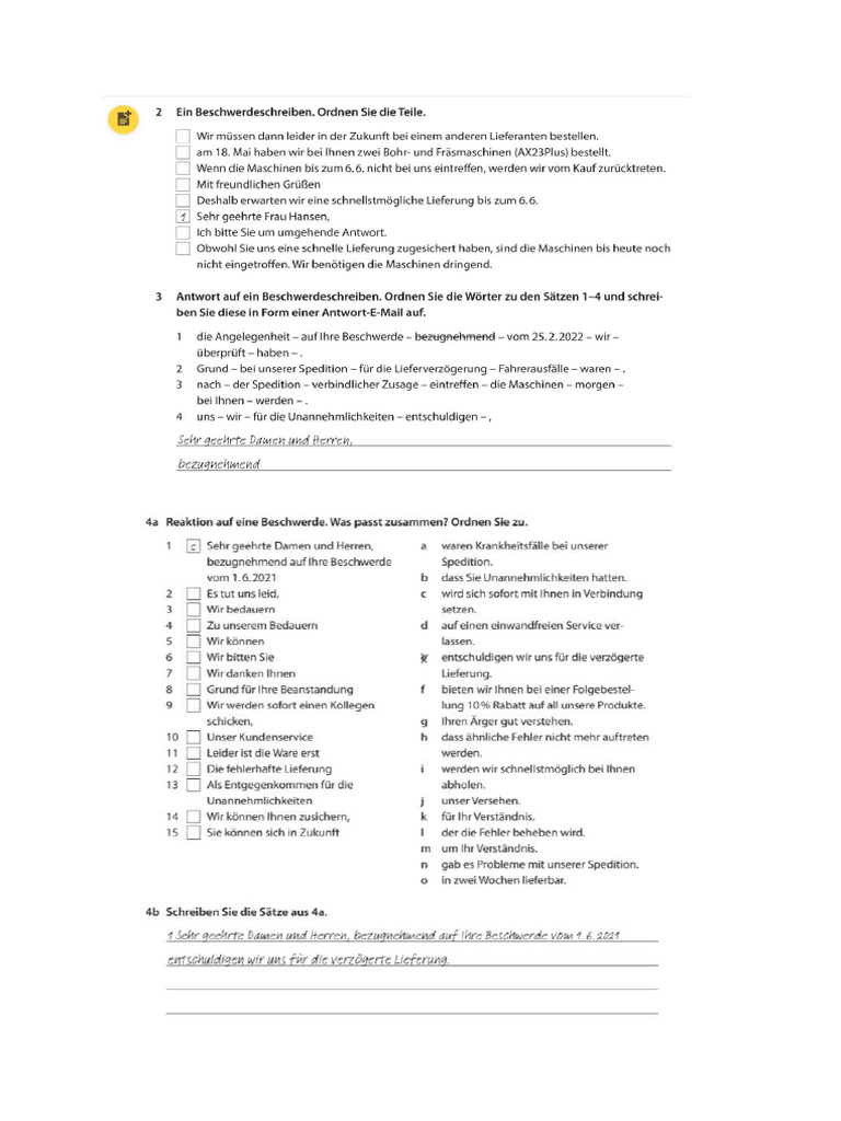 Schreiben Übung MT1 Cornelsen | PDF