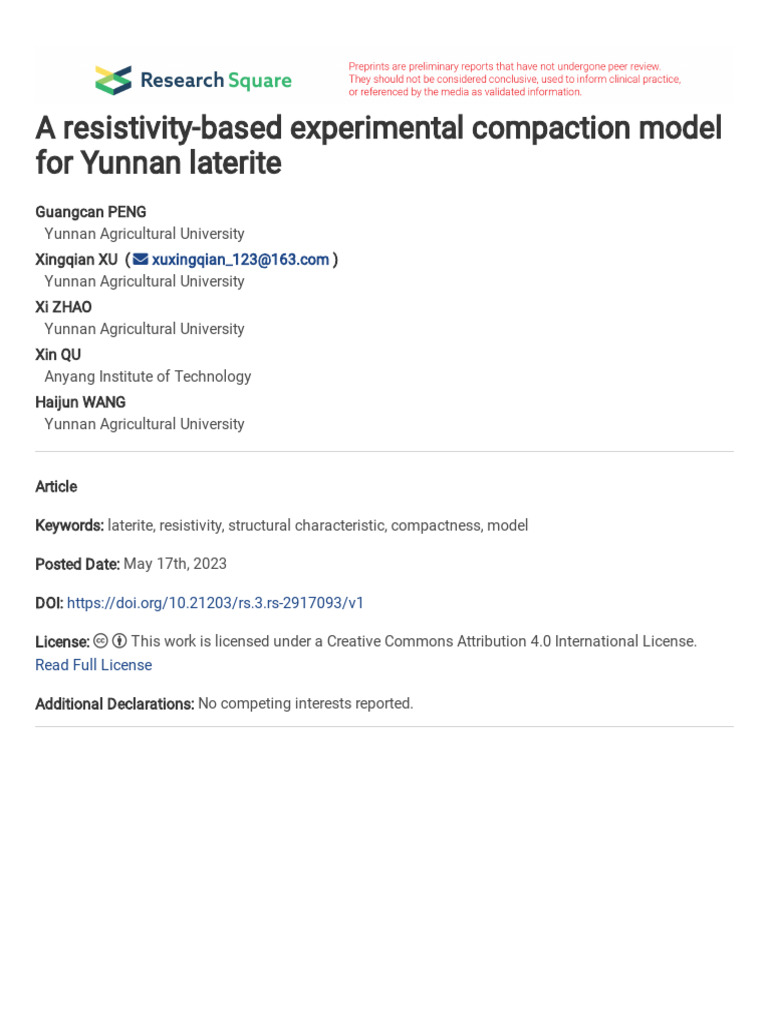 A Resistivity Based Experimental Compaction Model Pdf