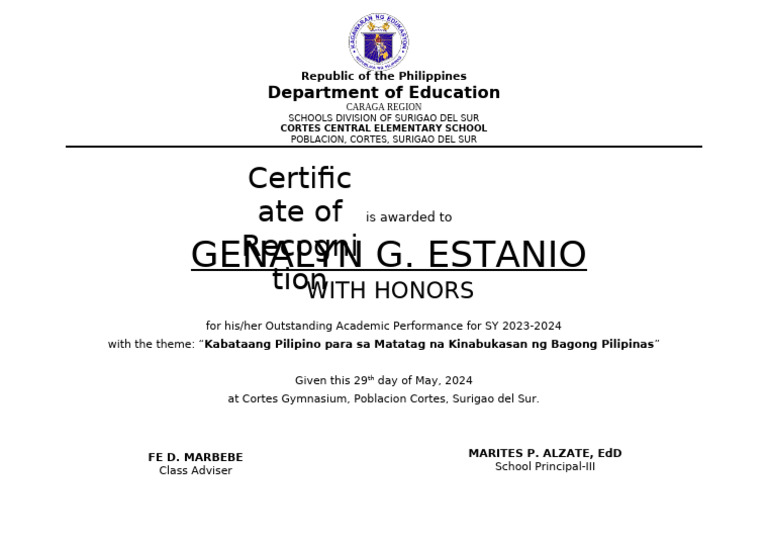 Recognition Certificate | PDF