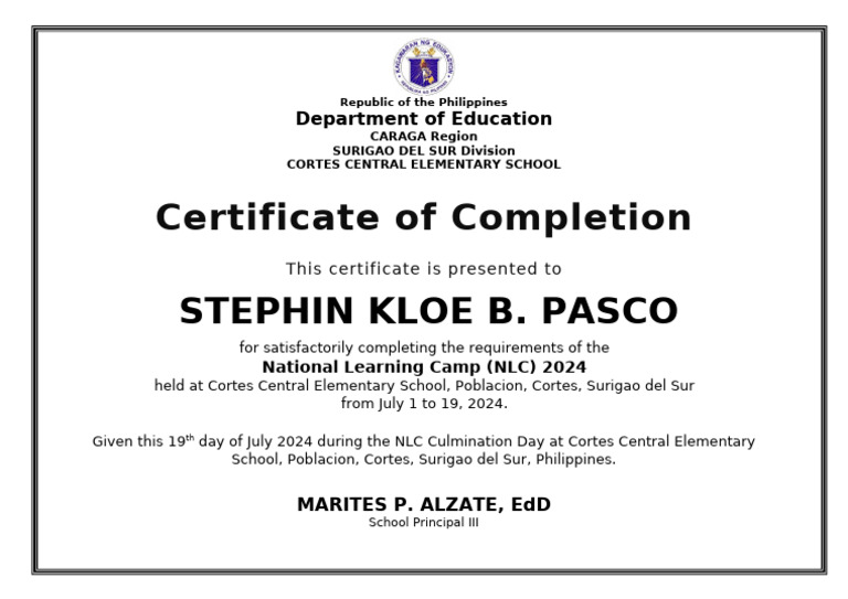 NLC Certificate of Completion 2024 | PDF