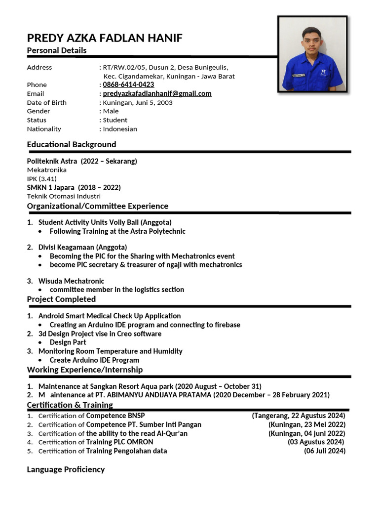 Predy AZzka Fadlan Hanif - Mekatronika | PDF