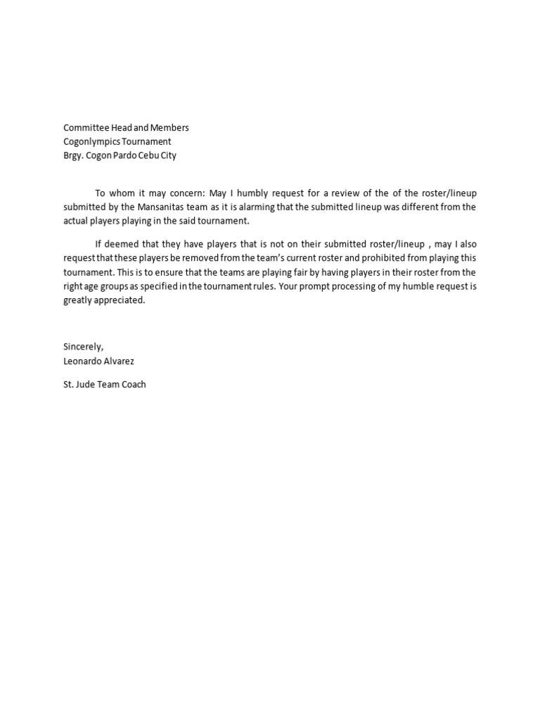 Letter of Formal Protest | PDF