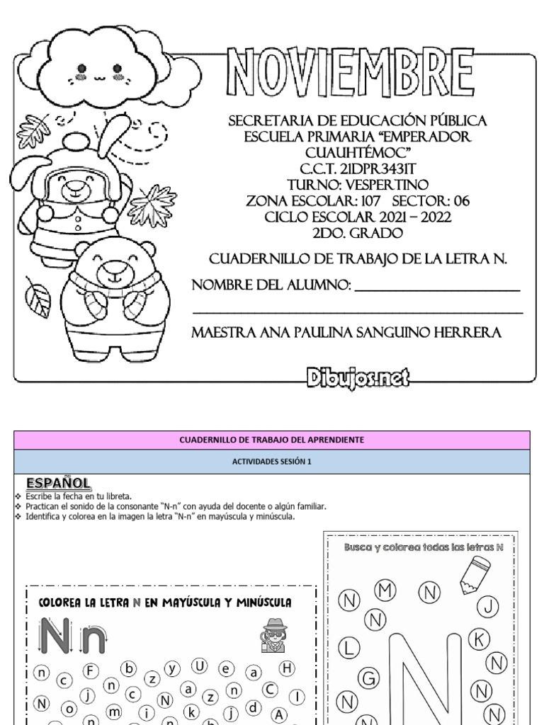 CUADERNILLO DE LECTOESCRITURA DE LA LETRA NN | PDF