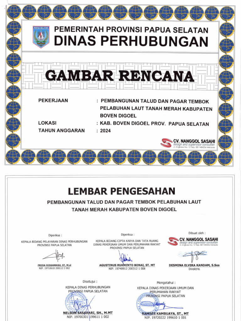 Gambar Rencana Talud Boven Digoel 2024 TTD Lengkap | PDF