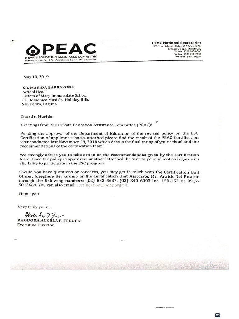 Peac Certification Report and Recommendation | PDF