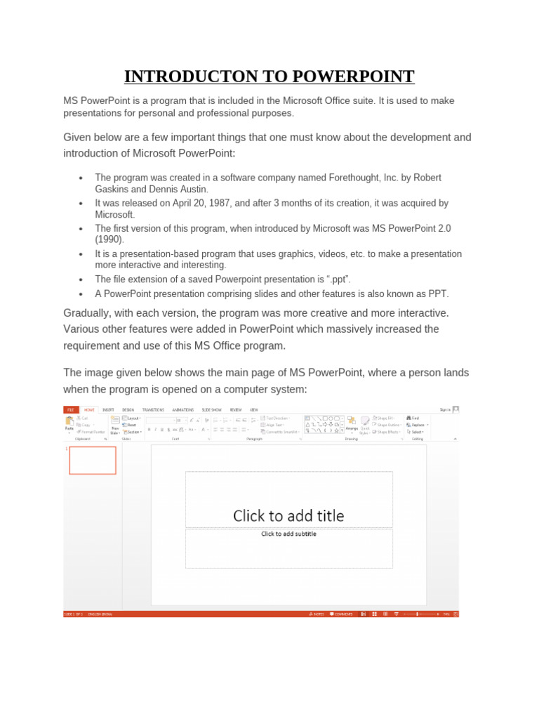 Introducton To Powerpoint | PDF | Microsoft Power Point | Computers
