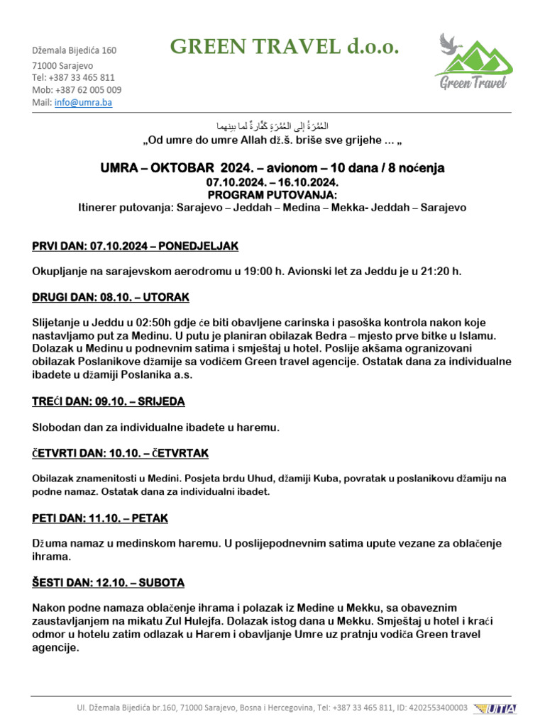 Umra Oktobar 2024 | PDF
