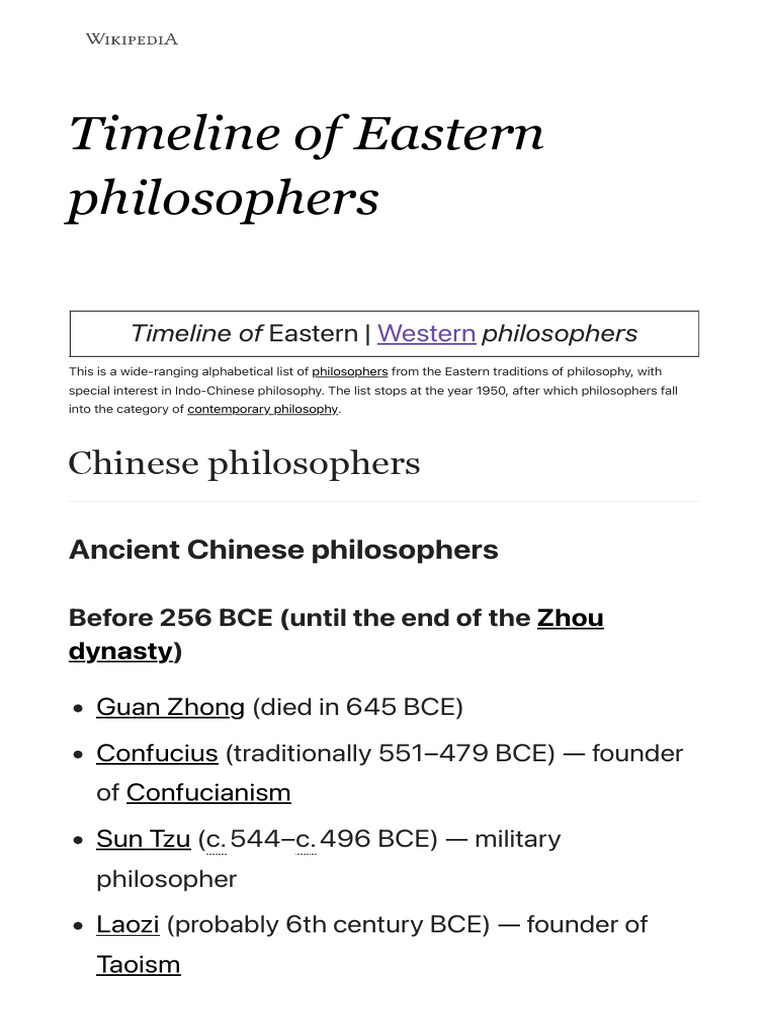 Timeline of Eastern Philosophers - Wikipedia | PDF