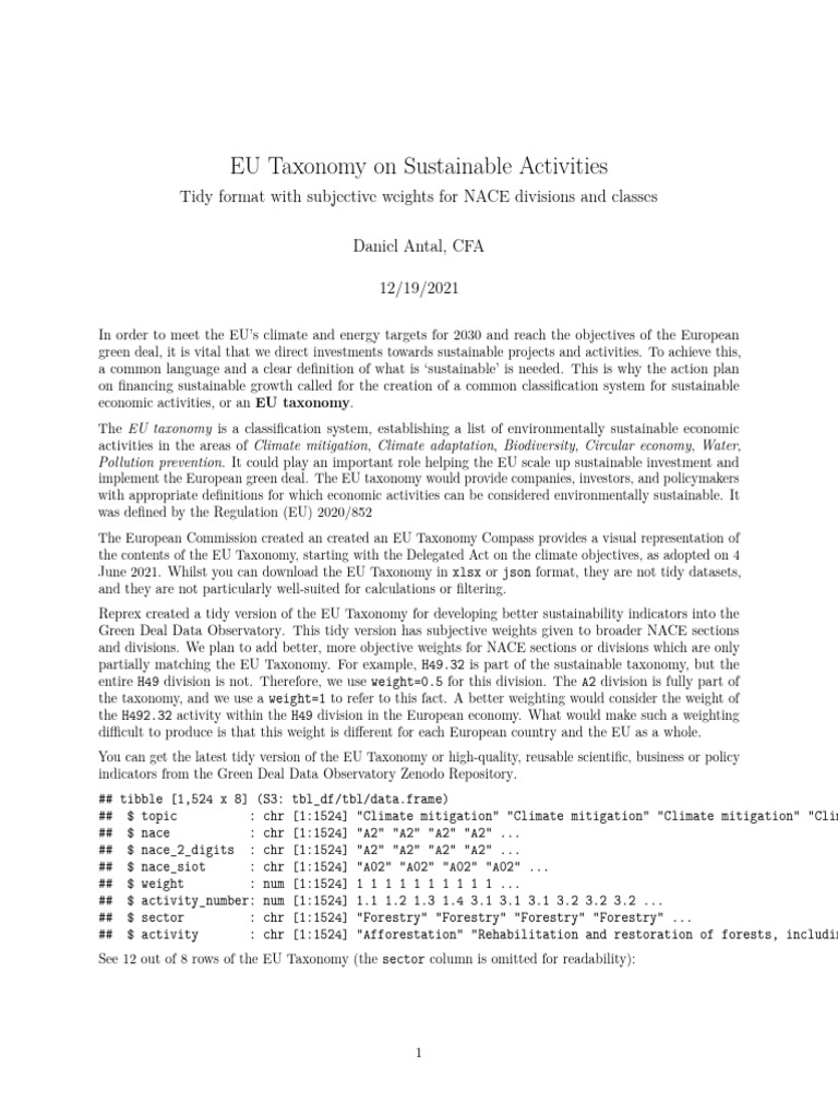 Tidy EU Taxonomy | PDF